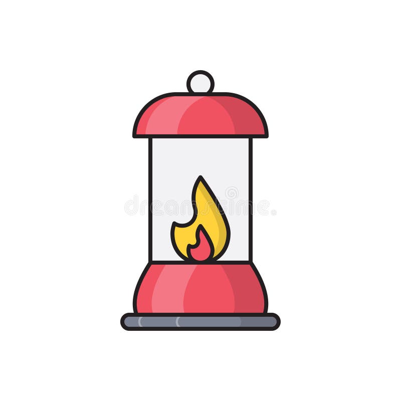 Fire lamp flat vector icon stock vector. Illustration of lantern ...
