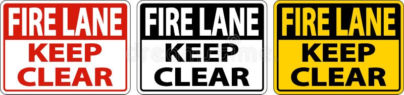 Fire Lane Keep Clear Sign on White Background Stock Vector ...
