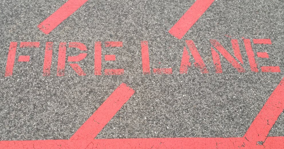 Fire Lane stock photo. Image of asphalt, painted, fire - 71833242