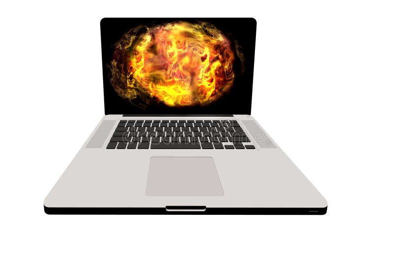 Fire laptop stock illustration. Illustration of office - 18112226