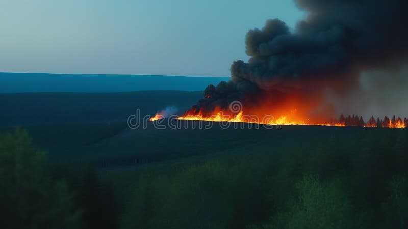 Fire in a Large Spruce Forest Stock Illustration - Illustration of ...