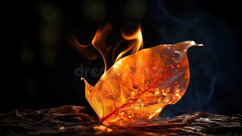 Fire leaf burning stock illustration. Illustration of bonfire - 369611163