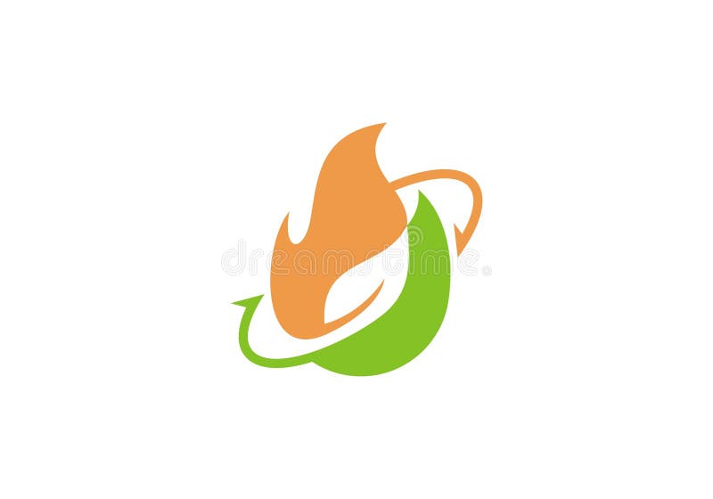 Fire Leaf Logo Design. Energy Flame Droplet Symbol Vector Stock ...