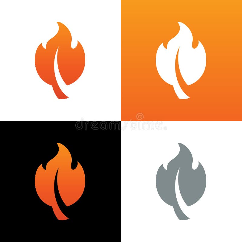 Fire Leaf Logo Template, Leaf and Flame Icon Design, Vector ...