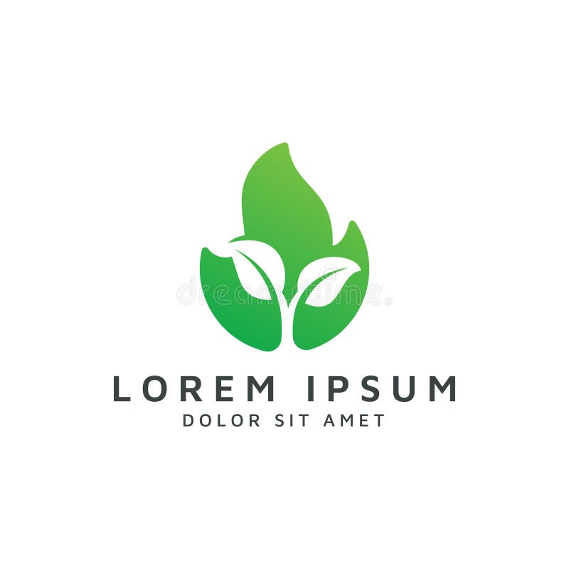 Fire and Leaf Negative Space Logo Design Stock Vector - Illustration of ...