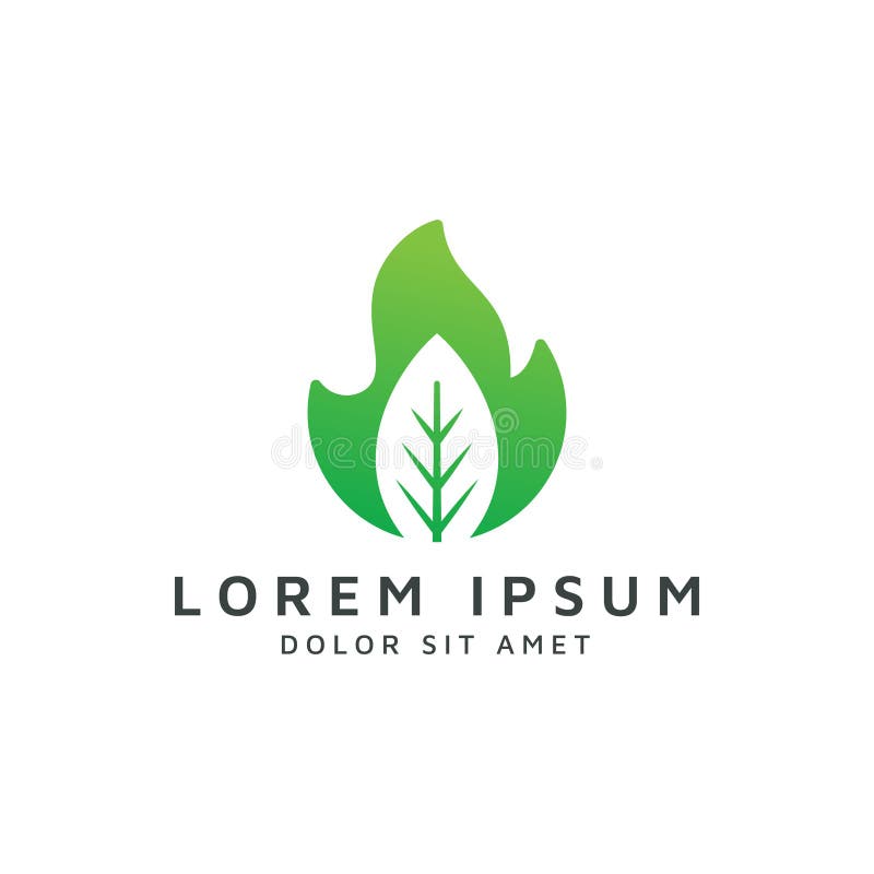 Fire and Leaf Negative Space Logo Design Stock Vector - Illustration of ...