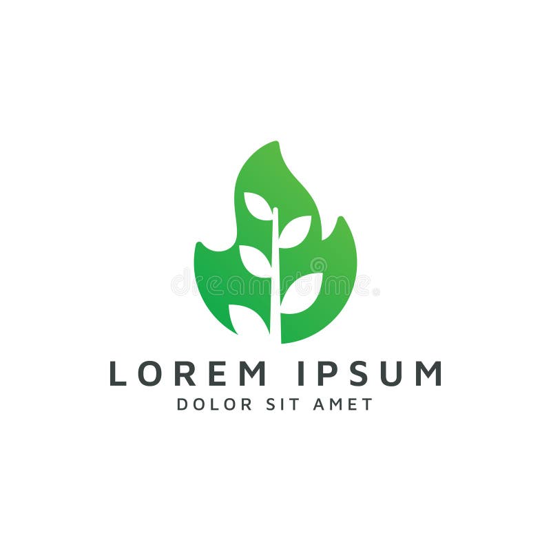 Fire and Leaf Negative Space Logo Design Stock Vector - Illustration of ...