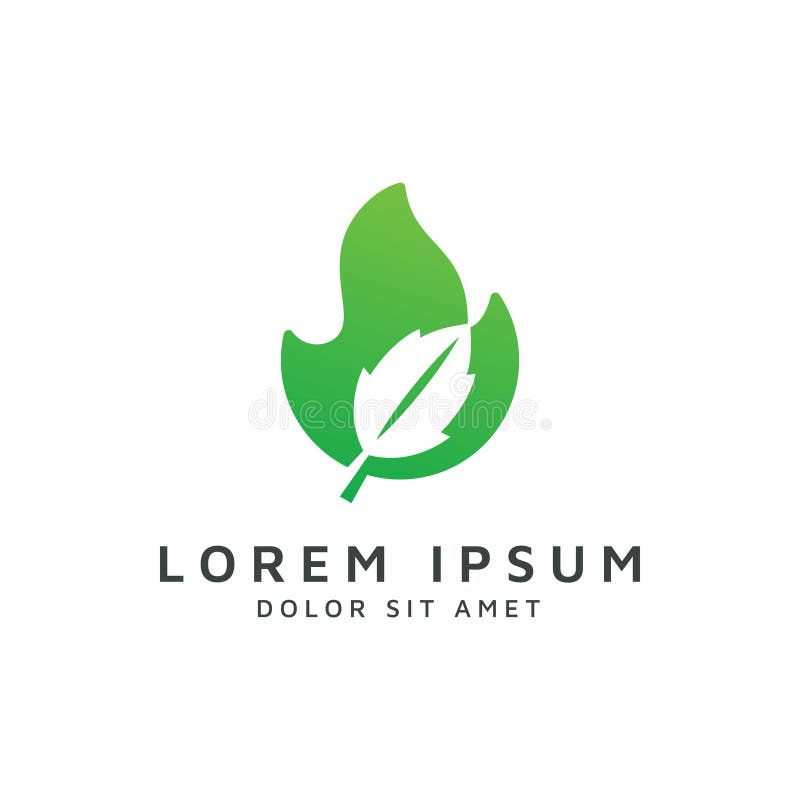 Fire and Leaf Negative Space Logo Design Stock Vector - Illustration of ...