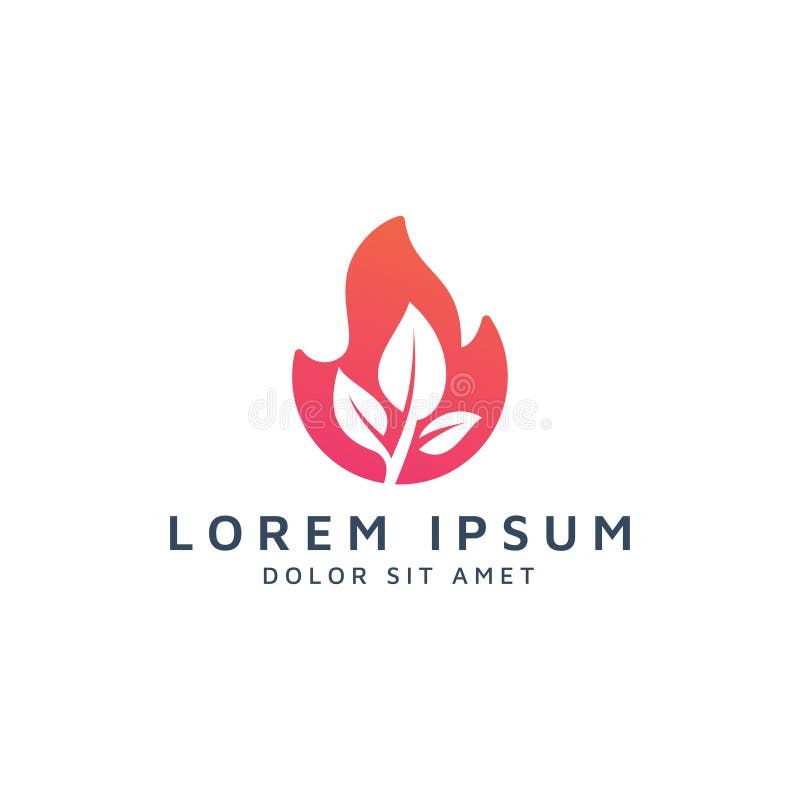 Fire and Leaf Negative Space Logo Design Stock Vector - Illustration of ...