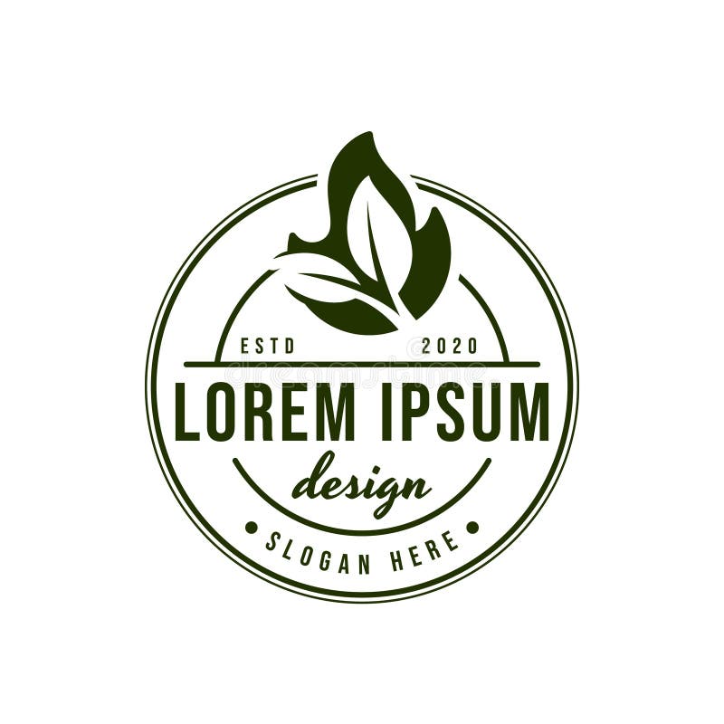 Fire and Leaf Vintage Logo Design Stock Vector - Illustration of fire ...