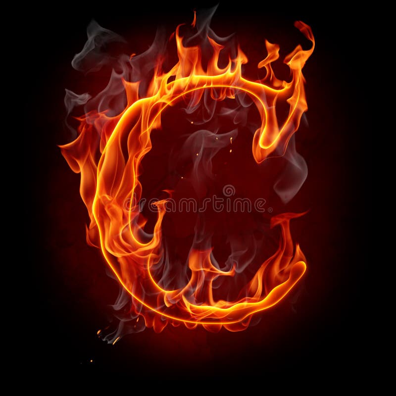 Fire Letter Isolated on Black Background Stock Illustration ...