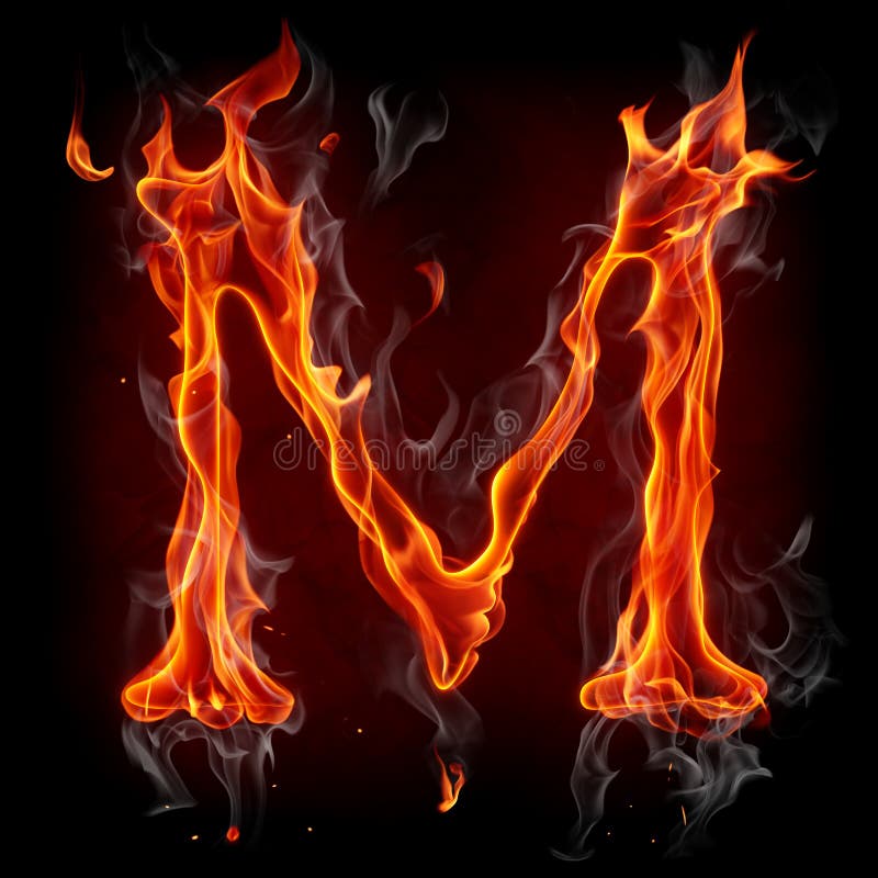 Fire Letter Isolated on Black Background Stock Illustration ...