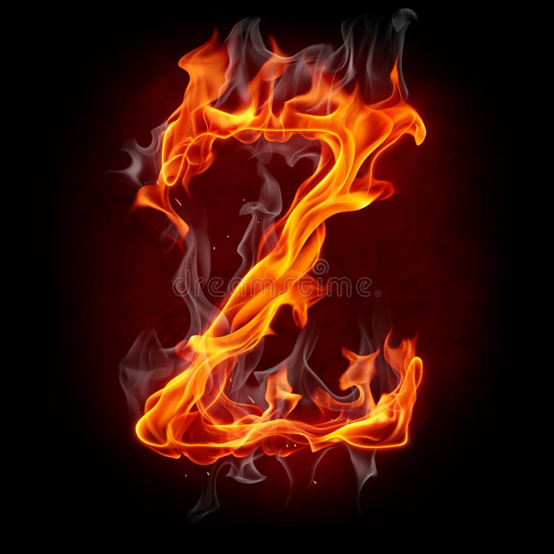 Fire Letter Isolated on Black Background Stock Illustration ...