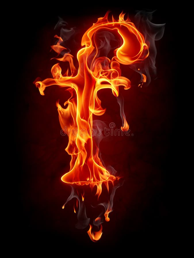 Fire Letter Isolated on Black Background Stock Illustration ...