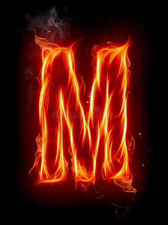 Fire letter M stock illustration. Illustration of bright - 7197678