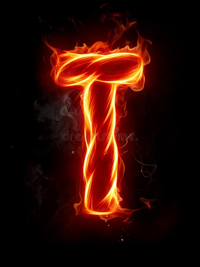 Fire letter T stock illustration. Illustration of shine - 7197702