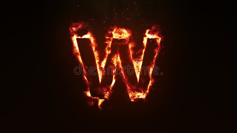 Fire Letter W. Burning Letter. Alpha Channel. Transparent Background ...
