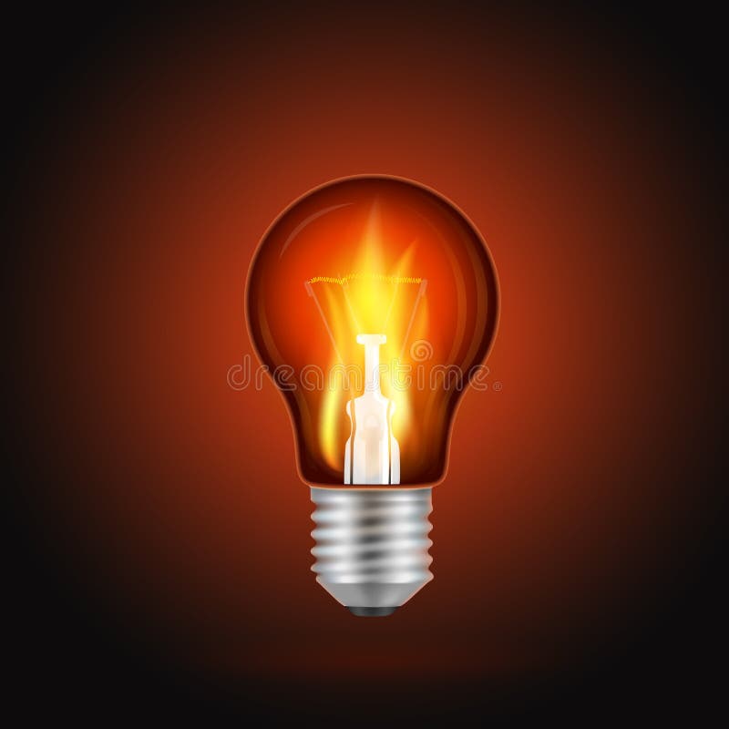 Fire in light bulb stock vector. Illustration of bright - 45252829