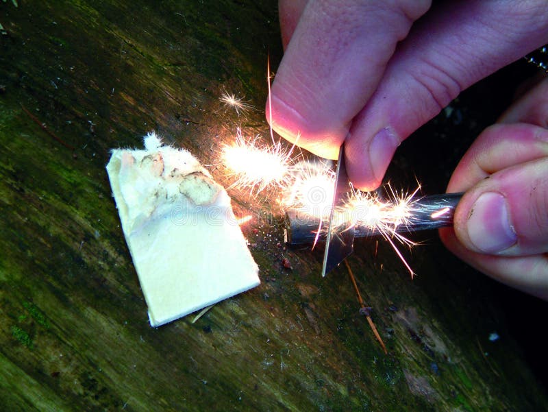 Fire lighting stock photo. Image of wood, expedition, flint - 70114