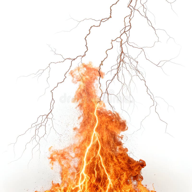 Fire Lightning Isolated on White Background Stock Illustration ...