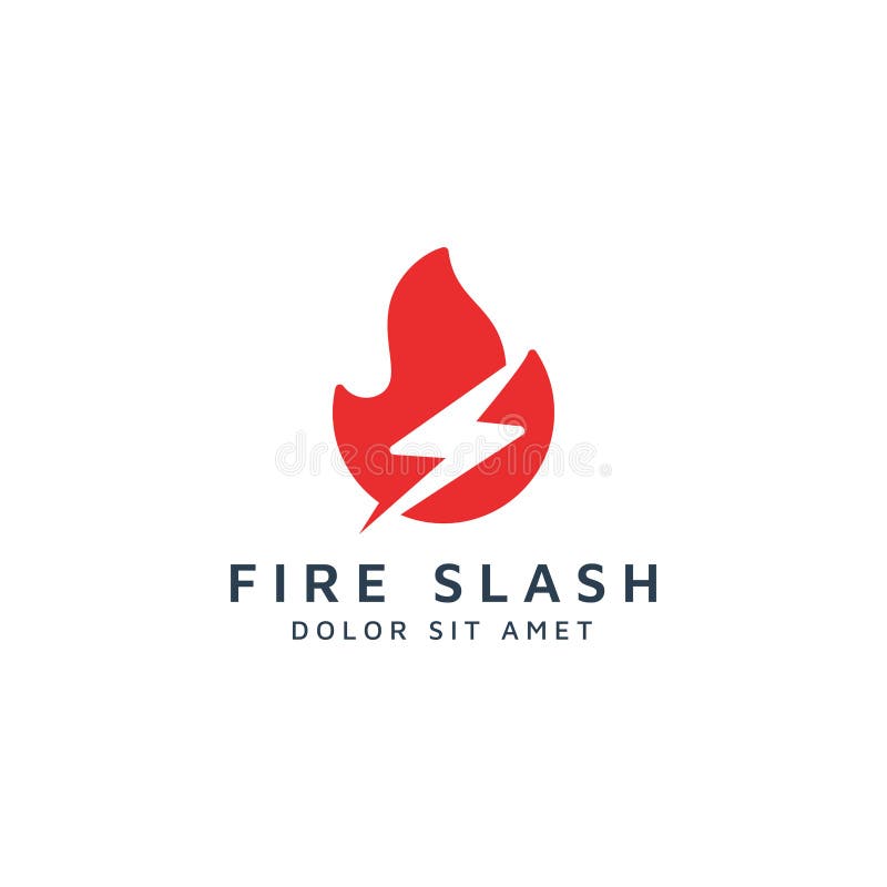 Fire and Lightning Negative Space Logo Design Stock Vector ...