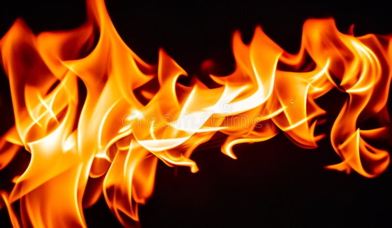Fire Lights on a Black Background. Fireballs in the Night. a Burning ...