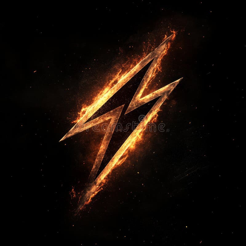 Fire-like Symbol with a Lightning Bolt in the Middle Stock Illustration ...