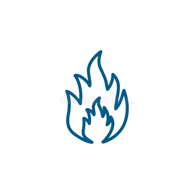 Fire Line Blue Icon on White Background. Blue Flat Style Vector ...