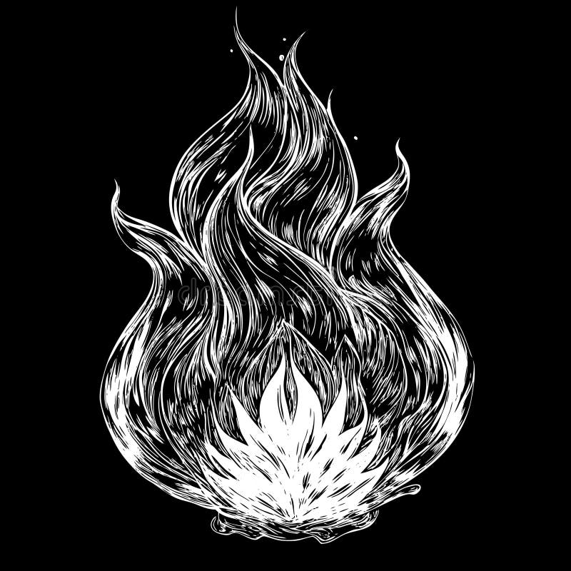 Drawing Black White Fire Stock Illustrations – 18,886 Drawing Black ...