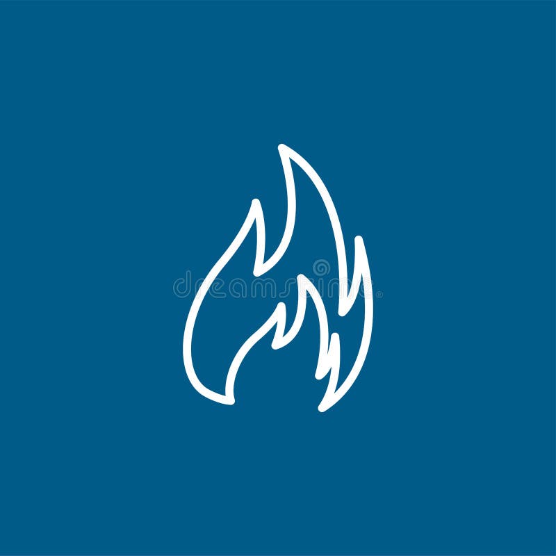 Fire Line Icon on Blue Background. Blue Flat Style Vector Illustration ...