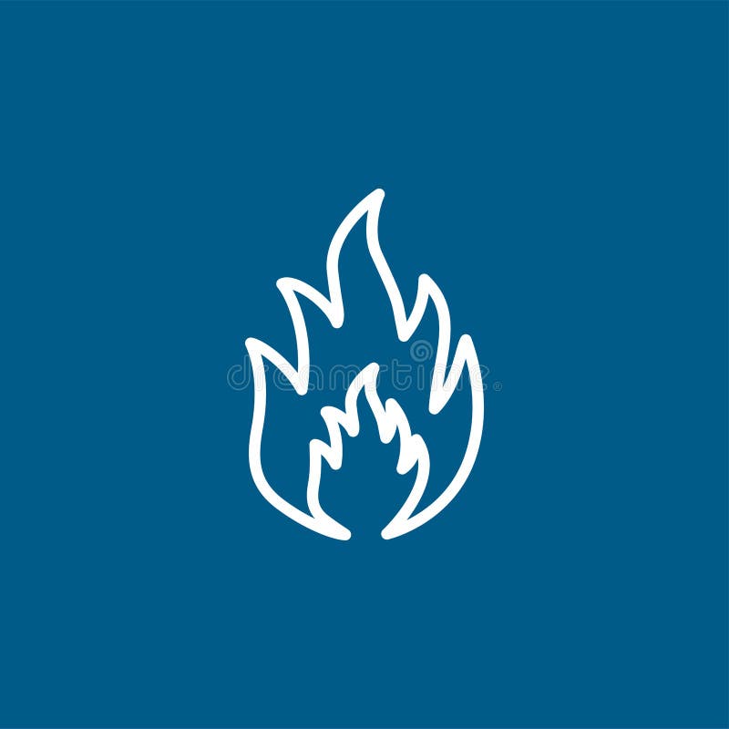 Fire Line Blue Icon on White Background. Blue Flat Style Vector ...