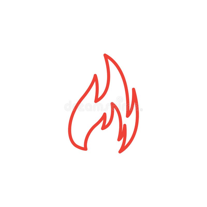 Fire Line Red Icon on White Background. Red Flat Style Vector ...