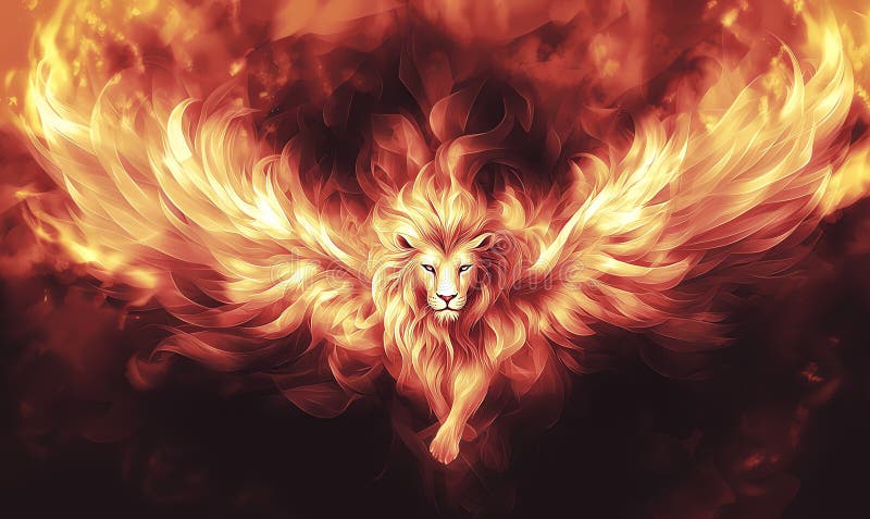 Fire Lion stock illustration. Illustration of looking - 159836525