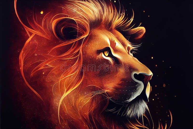 Fire Lion Backdrop. AI Generated Stock Illustration - Illustration of ...