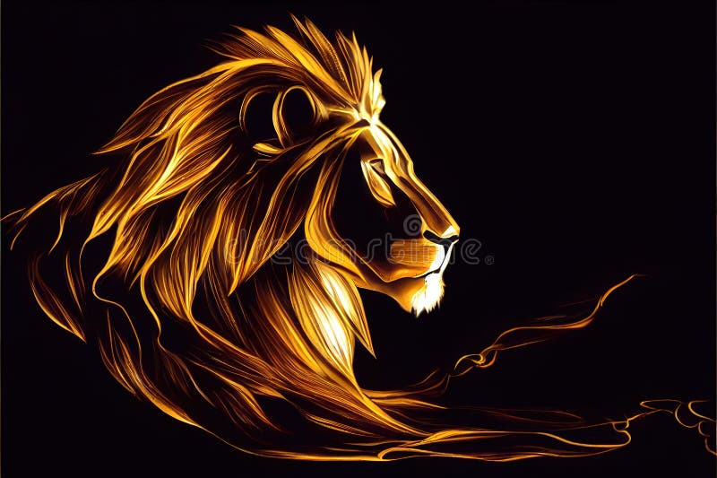 Fire Lion Backdrop. AI Generated Stock Illustration - Illustration of ...