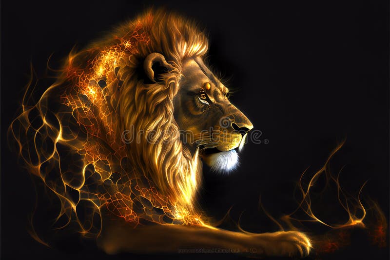 Fire Lion Backdrop. AI Generated Stock Illustration - Illustration of ...