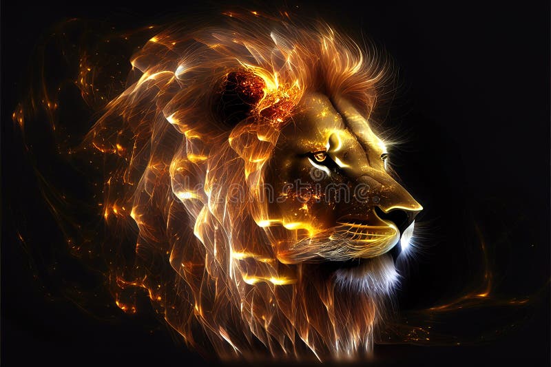 Fire Lion Backdrop. AI Generated Stock Illustration - Illustration of ...