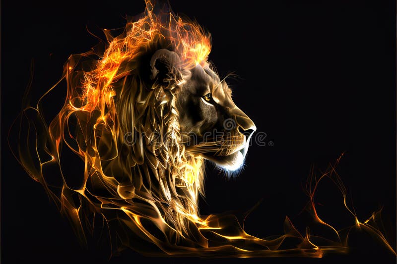Fire Lion Backdrop. AI Generated Stock Illustration - Illustration of ...