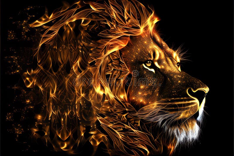 Fire Lion Backdrop. AI Generated Stock Illustration - Illustration of ...