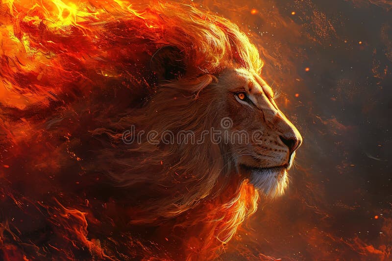 Fire lion stock photo. Image of fire, beautiful, amazing - 322044434