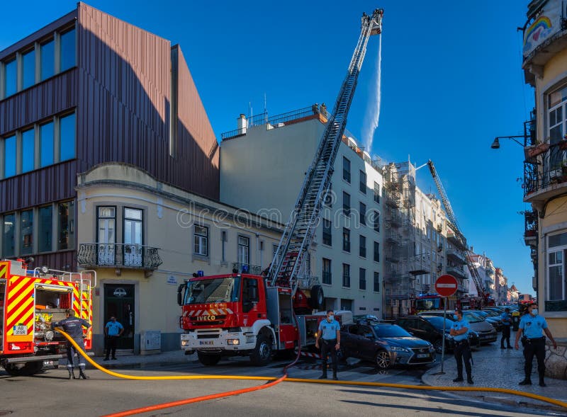 Fire in Lisbon Portugal editorial photo. Image of tourism - 196521041