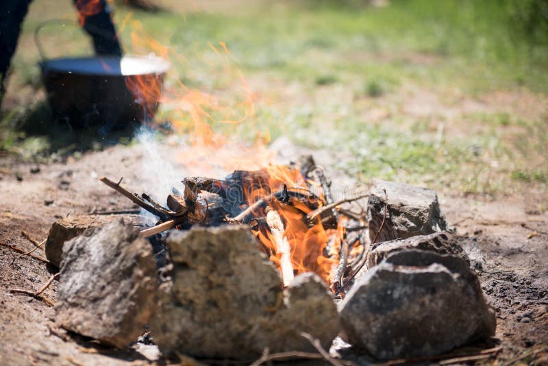 The Fire is Lit in a Lit Fire. Stock Photo - Image of risk, close ...