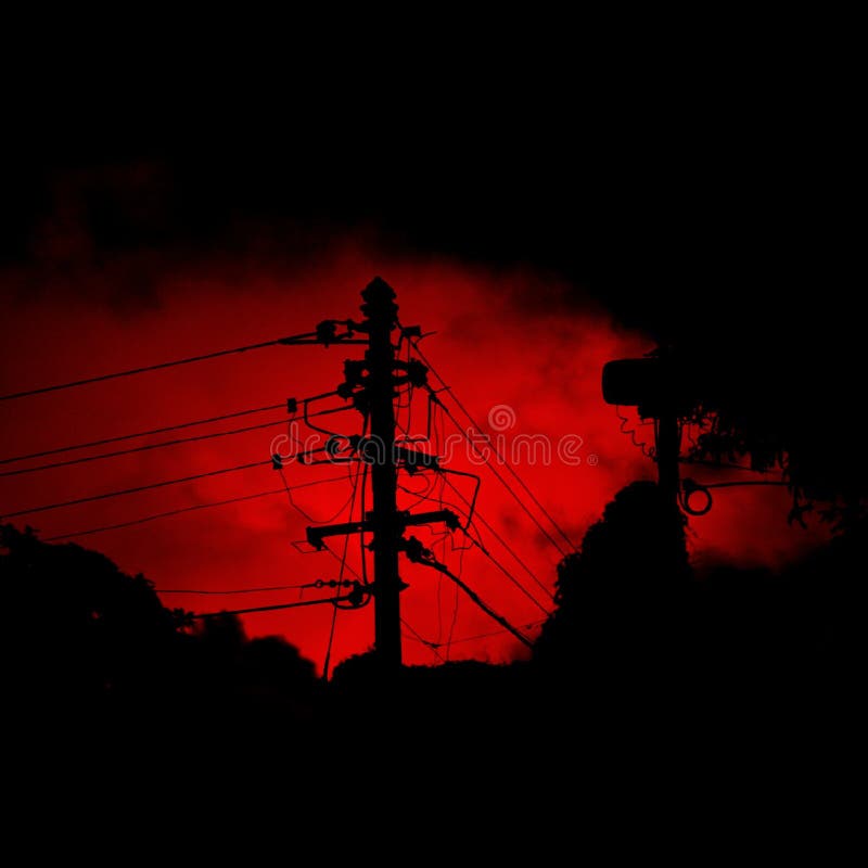 Fire lit sky! stock image. Image of lamppost, fire - 93805019