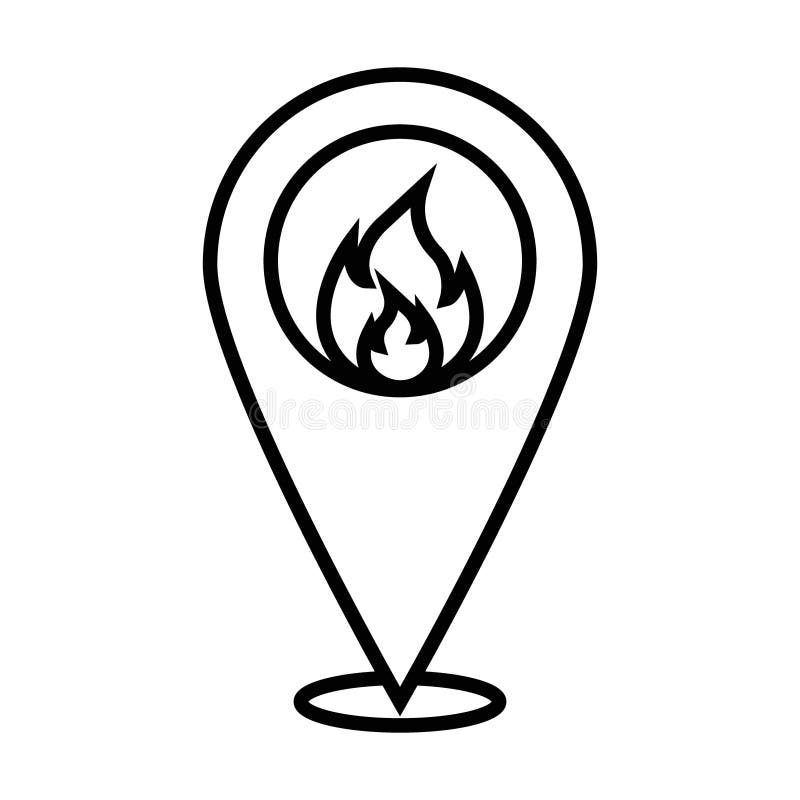 Fire Location Icon Black Line Art Vector Logo Set Stock Vector ...