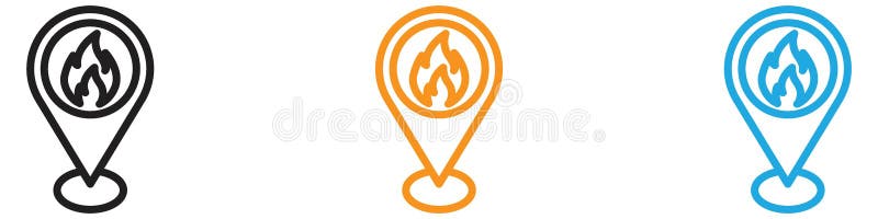 Fire Location Icon Vector Logo Set Collection for Web App Ui Stock ...