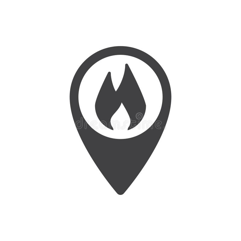 Fire Location Map Pin Icon stock vector. Illustration of marker - 399349350