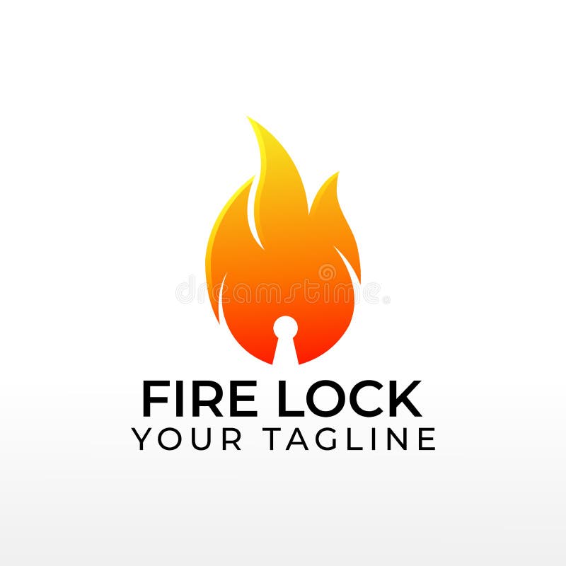 Fire Lock Logo Icon Design stock vector. Illustration of design - 126592120