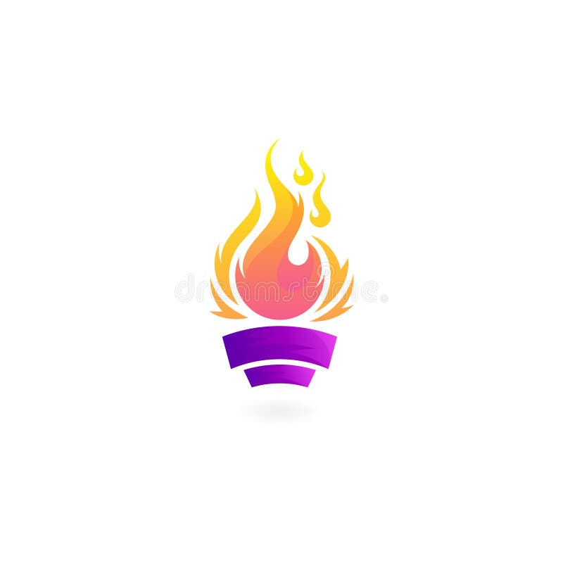 Fire Logo and Burning Torch, Light Source Icon Stock Vector ...