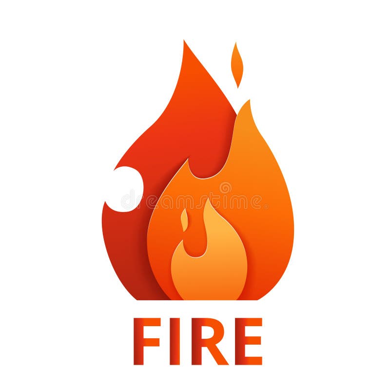 Fire Logo Cut Out of Paper. Icon Flame from Layers Stock Vector ...