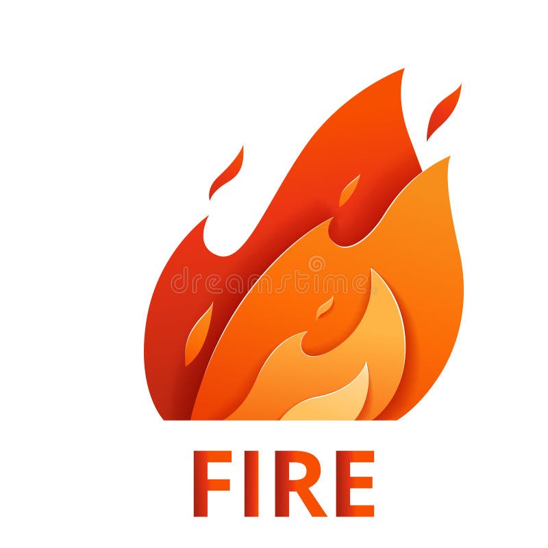 Fire Logo Paper Cut. Flame Icon from Layers Stock Vector - Illustration ...